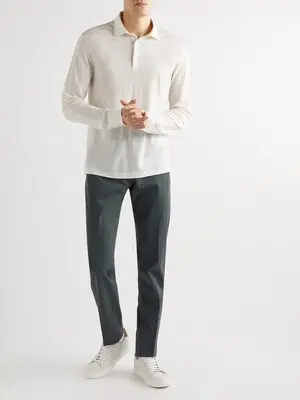 Zegna Tapered Stretch-cotton Trousers - Gray