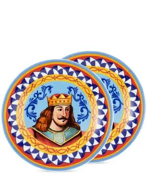 Dolce & Gabbana Carretto-print Porcelain Soup Plates (set Of 2) Blue