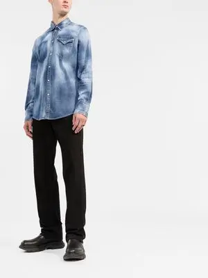 Dsquared2 Acid Wash Denim Shirt - Blue