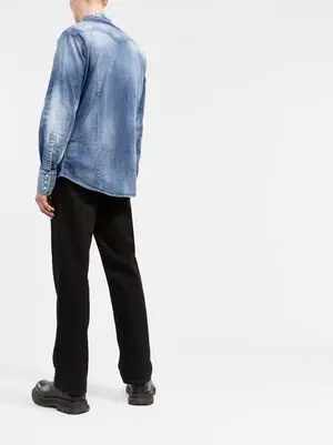 Dsquared2 Acid Wash Denim Shirt - Blue