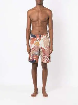 AMIR SLAMA Leaf-print Swim Shorts