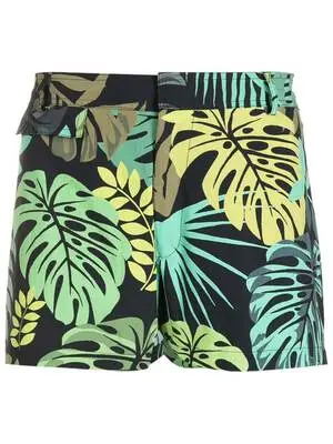 AMIR SLAMA Leaf-print Swim Shorts - Green