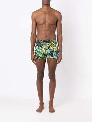 AMIR SLAMA Leaf-print Swim Shorts - Green