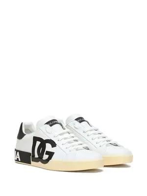 Dolce & Gabbana Portofino Logo-print Leather Sneakers - White