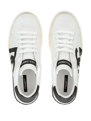 Dolce & Gabbana Portofino Logo-print Leather Sneakers - White