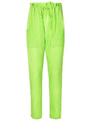 AMIR SLAMA Crinkle-effect Silk Trousers - Green