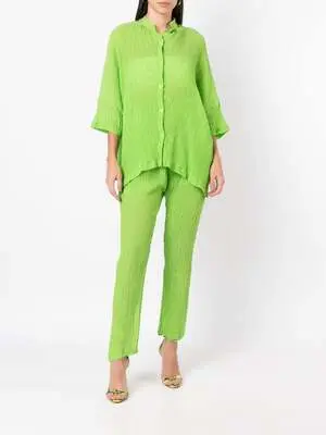 AMIR SLAMA Crinkle-effect Silk Trousers - Green