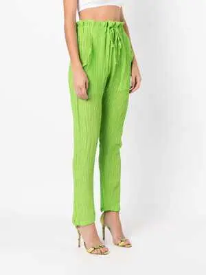 AMIR SLAMA Crinkle-effect Silk Trousers - Green