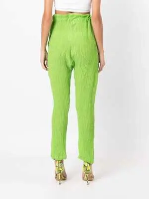 AMIR SLAMA Crinkle-effect Silk Trousers - Green