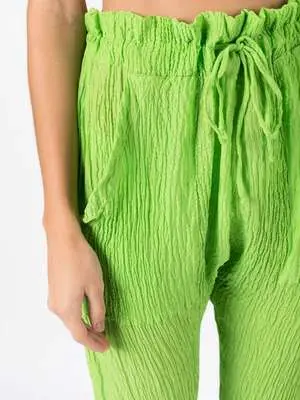 AMIR SLAMA Crinkle-effect Silk Trousers - Green