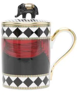 GINORI 1735 Elephant Geometric-print Mug - Black