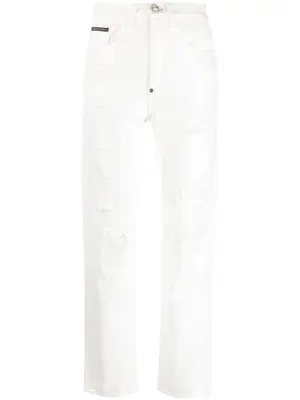Philipp Plein Mom-fit Distressed Jeans - Neutrals