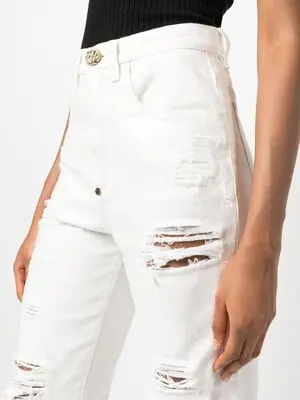 Philipp Plein Mom-fit Distressed Jeans - Neutrals