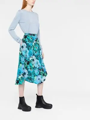 Stella McCartney Floral Silk Midi Skirt