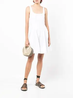 Staud Wells Pleated Mini Dress - White