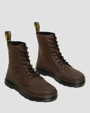 Dr. Martens Combs Crazy Horse Leather Boots - Brown