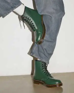 Dr. Martens 1460 Smooth Leather Lace Up Boots - Green