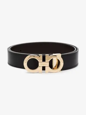 FERRAGAMO Gancini Reversible Leather Beltunisex Black