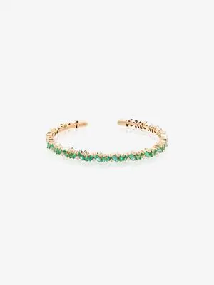 SUZANNE KALAN 18k Yellow Emerald And Diamond Bangle