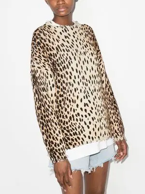 R13 Cheetah Print Cotton Sweater