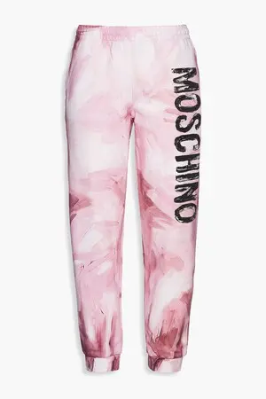 Moschino Printed French Cottonterry Track Pants - Baby Pink