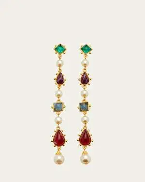 BEN-AMUN Byzantine Linear Dangle Earrings - Gold