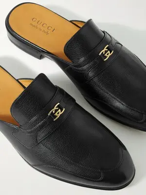 Gucci Embellished Leather Backless Loafers