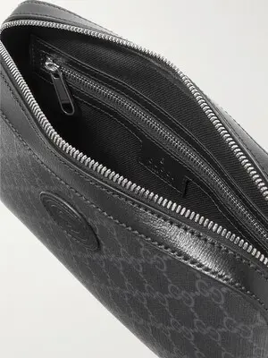 Gucci Leather-trimmed Monogrammed Coated-canvas Messenger Bag