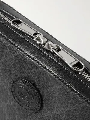 Gucci Leather-trimmed Monogrammed Coated-canvas Messenger Bag