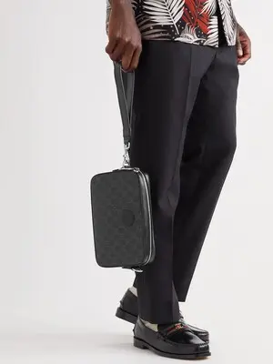 Gucci Leather-trimmed Monogrammed Coated-canvas Messenger Bag