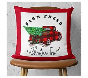 HOMEROOTS Christmas Buffalo Check Pickup Truck Pillow Cover - One-color