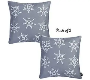 HOMEROOTS S/2 Silver Gray 18' Snowflakes Throw- Illow Covers - One-color