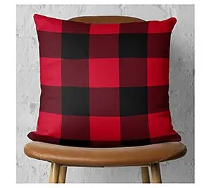 HOMEROOTS Red And Black Buffalo Plaid Throw-pil Ow Cover - One-color