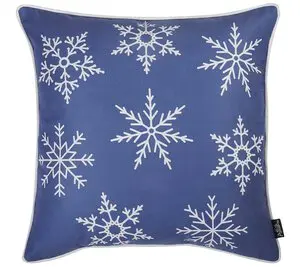 HOMEROOTS 18' Blue Christmas Snow Flakes Throw- Illow Cover - One-color