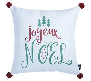 HOMEROOTS Joyeux Noel Square Printed Throw Pill W Cover - One-color