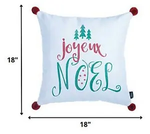 HOMEROOTS Joyeux Noel Square Printed Throw Pill W Cover