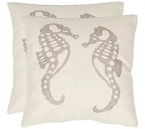 SAFAVIEH Set Of 2 18'x18' Dahli Seahorse Appliq Ue Pillows - One-color