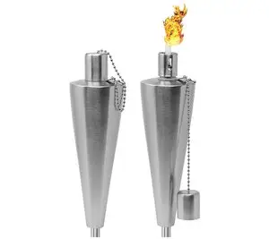 MATNEY Stainless Steel Outdoor Torch 5 Ft 2 Pack - Silver