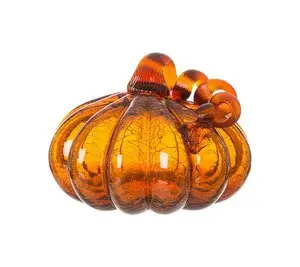 GLITZHOME Crackle Glass Indoor Decorative Short Small Pumpkin - One-color