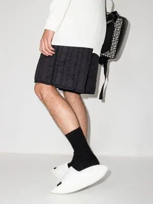 Balmain Quilted Leather Slides - White