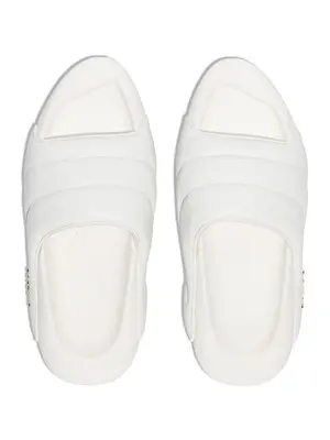 Balmain Quilted Leather Slides - White
