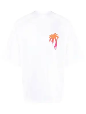 Palm Angels Spray-effect Logo-print T-shirt - White