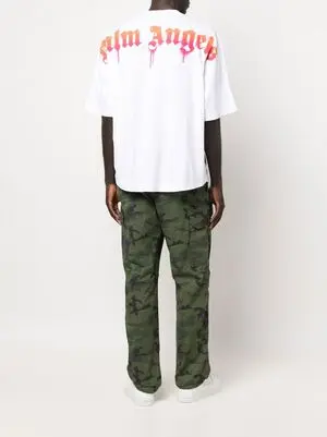 Palm Angels Spray-effect Logo-print T-shirt - White