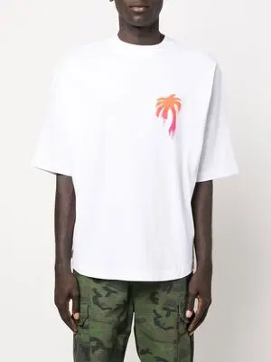 Palm Angels Spray-effect Logo-print T-shirt - White