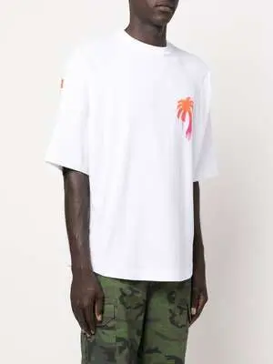 Palm Angels Spray-effect Logo-print T-shirt - White