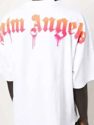 Palm Angels Spray-effect Logo-print T-shirt - White