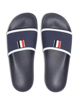Thom Browne Grosgrain-trim Terrycloth Slides - Blue