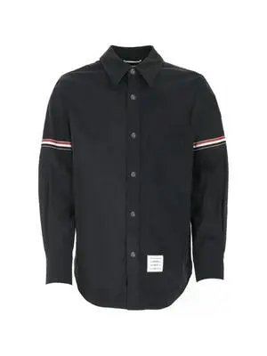 Thom Browne Piqué Shirt Jacket With Armband - Blue