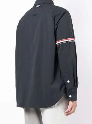 Thom Browne Piqué Shirt Jacket With Armband - Blue