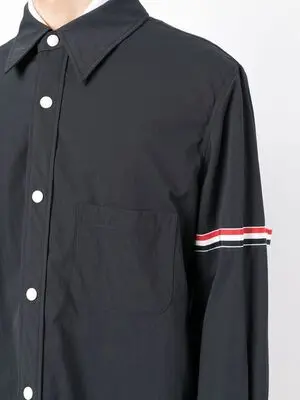 Thom Browne Piqué Shirt Jacket With Armband - Blue